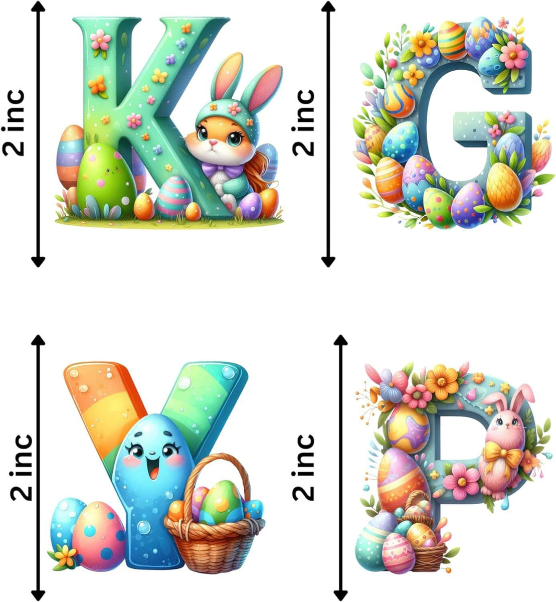 Easter Egg Bunny Alphabet Ready To Press Dtf Transfers
