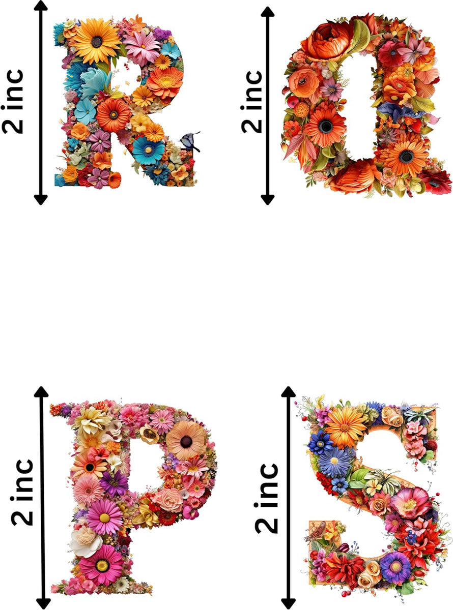 2 Inch Flower Shaped Alphabet Ready To Press Dtf Transfers