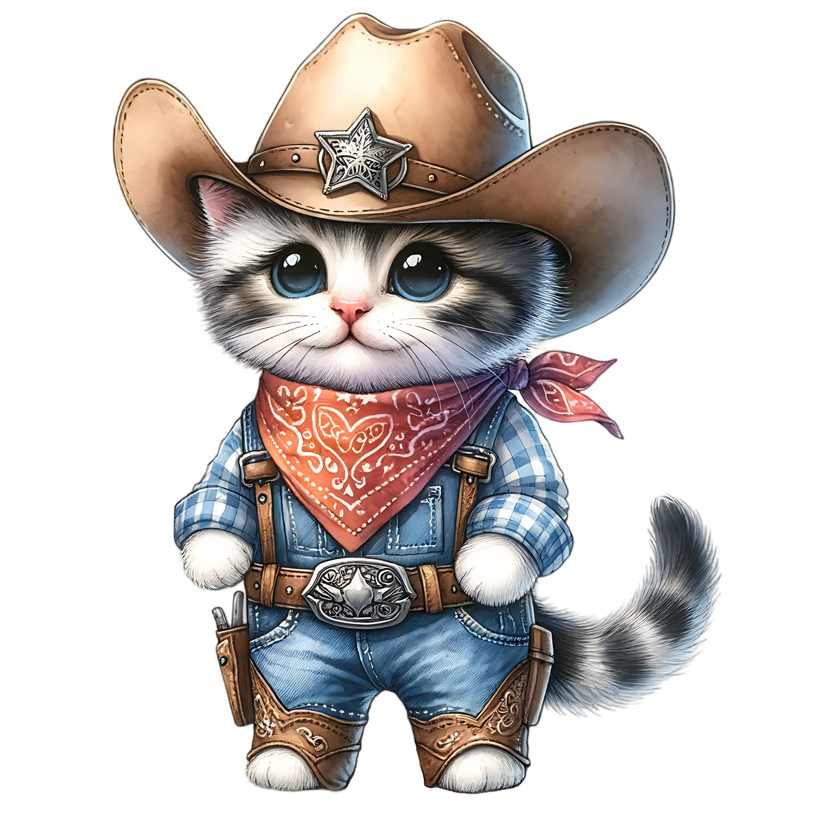 Cowboy Cat (10) Cats Animals Ready To Press Dtf Transfers