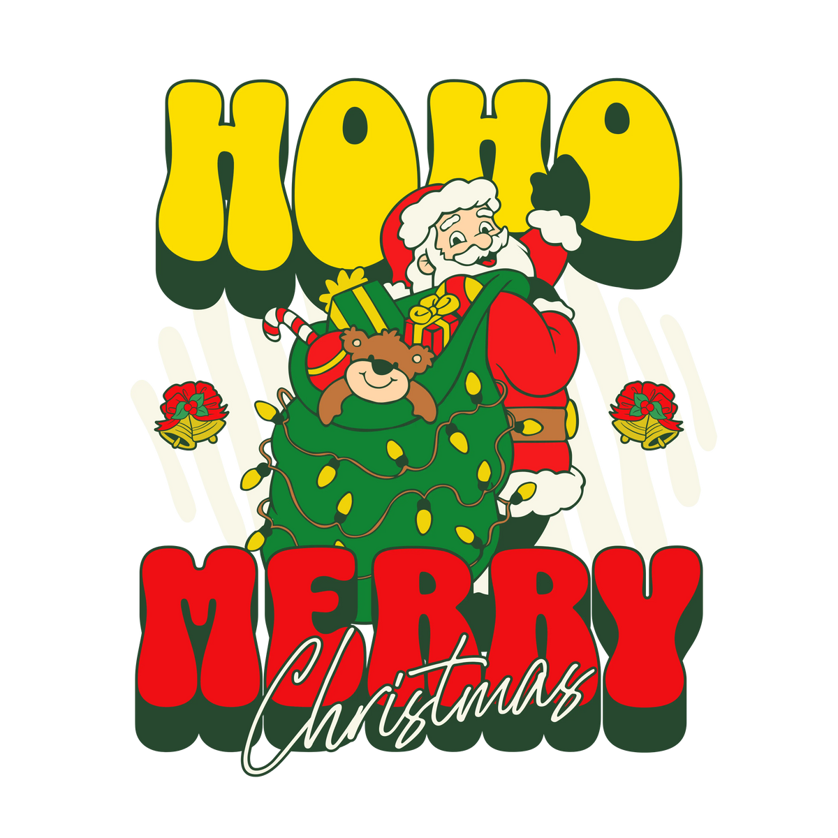 HoHo Santa Claus Merry CHRISTMAS HOLIDAYS Ready To Press