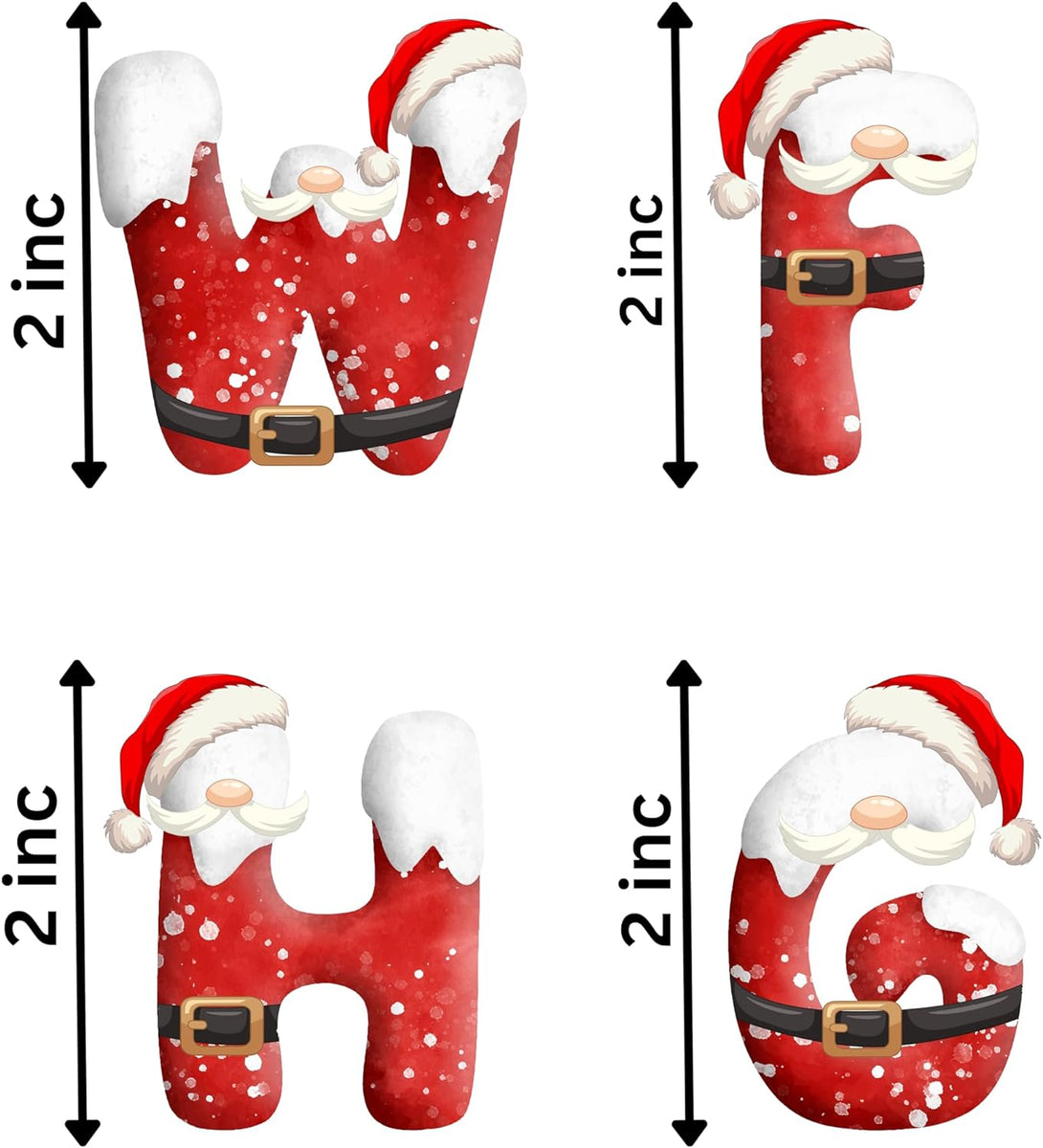 2 Inch Christmas Themed Letters and Numbers Shaped Alphabet Ready To P