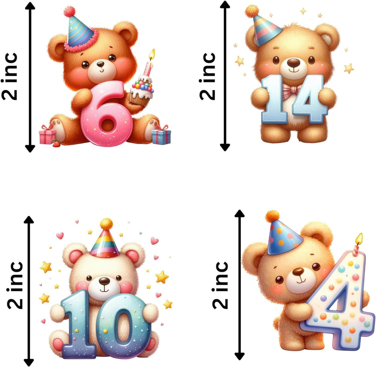 Birthday Teddy Number Shaped Alphabet Ready To Press Dtf Transfers