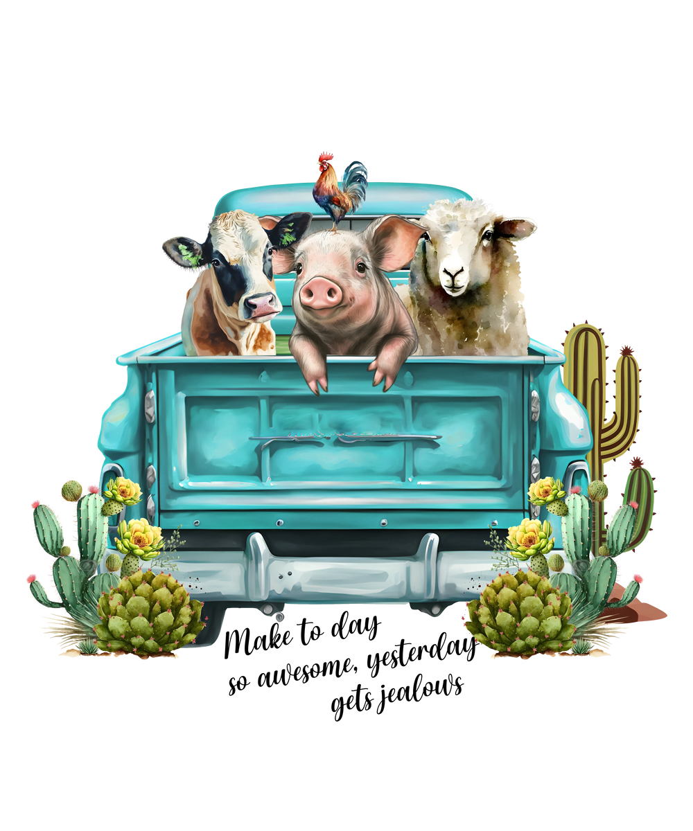 Farm Animal Car Farm Animals Animals Ready To Press Dtf Transfers