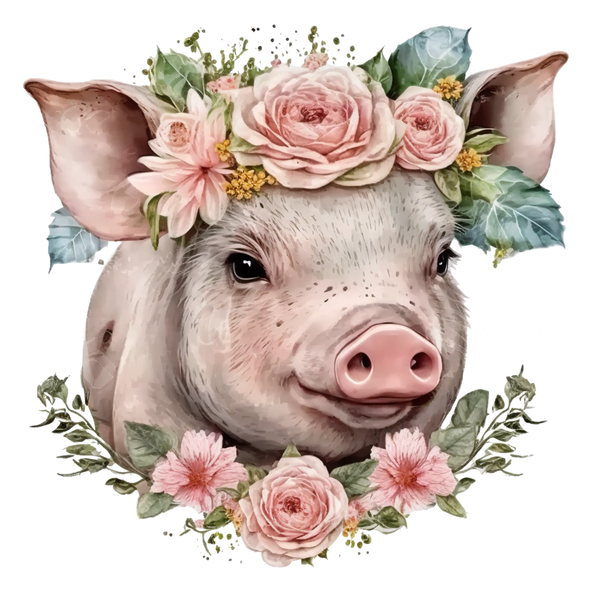 Floral Pig 4 Farm Animals Animals Ready To Press Dtf Transfers