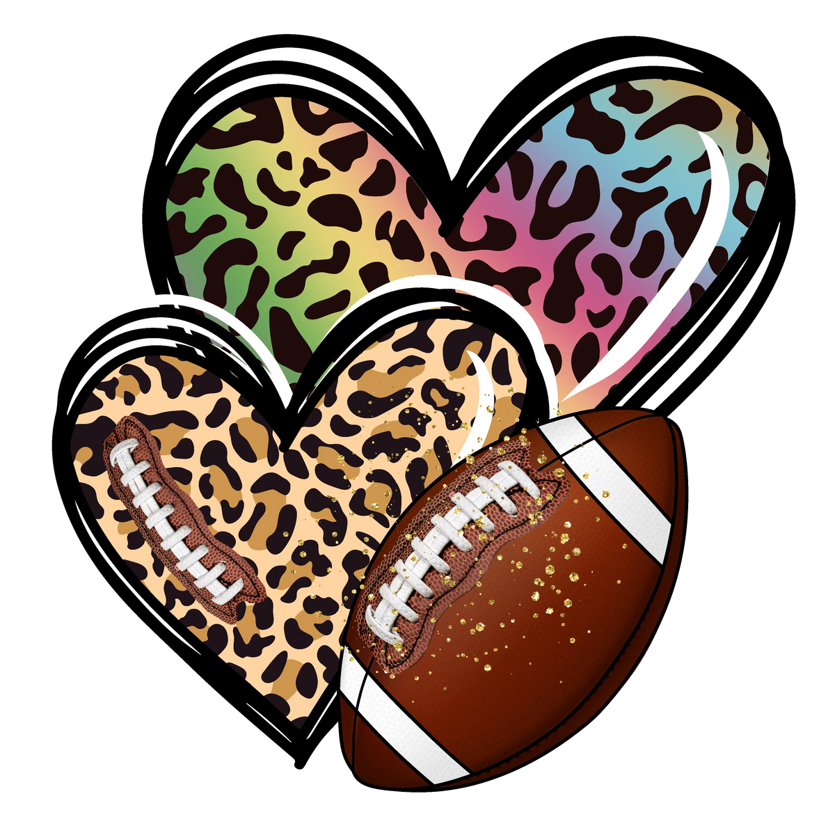 Leopard heart football-01 Football Sports Ready To Press Dtf Transfers