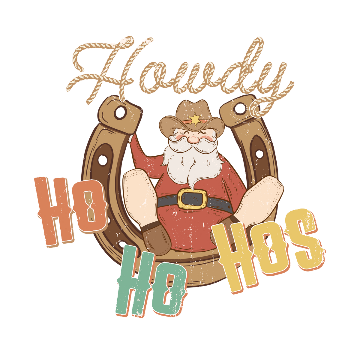 Howdy Ho Ho Hos sublimation Horses Animals Ready To Press Dtf Transfer