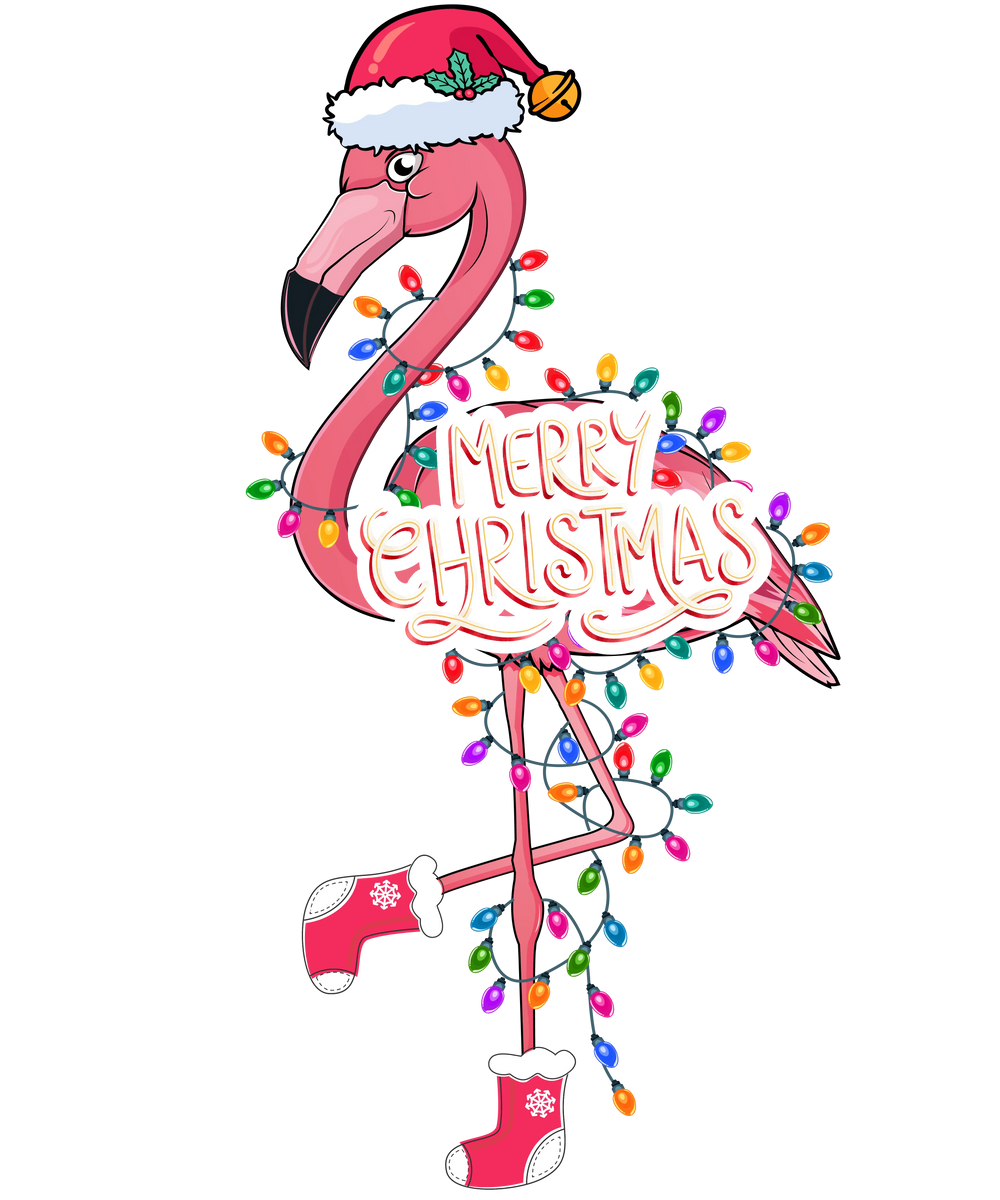 Merry christmas flamingo Christmas Holidays Ready To Press Dtf Transfe